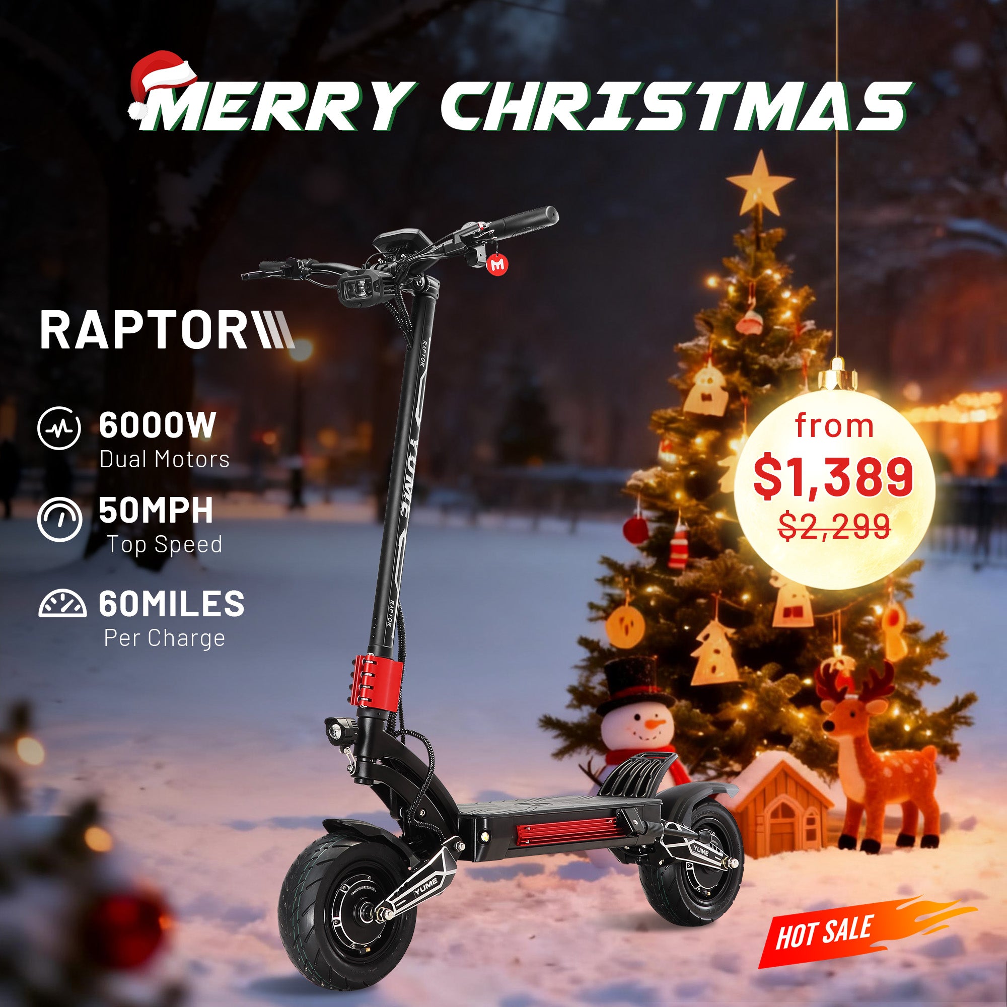 YUME Raptor Electric Scooter,50MPH 60Miles,60V30AH,performance,Comfort ...